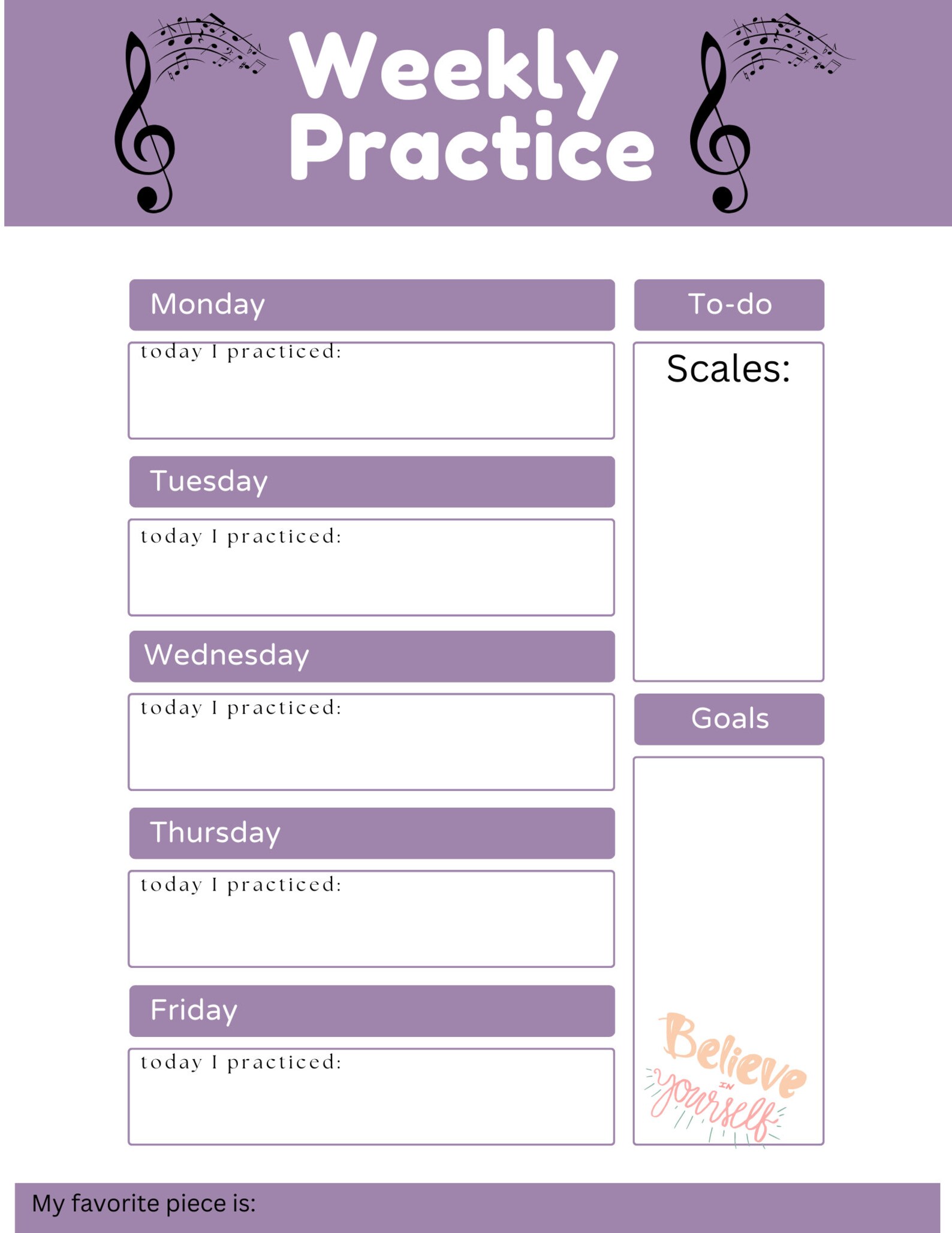 Music Assignment Sheets Piano Lessons Music Lessons Teacher Printable ...