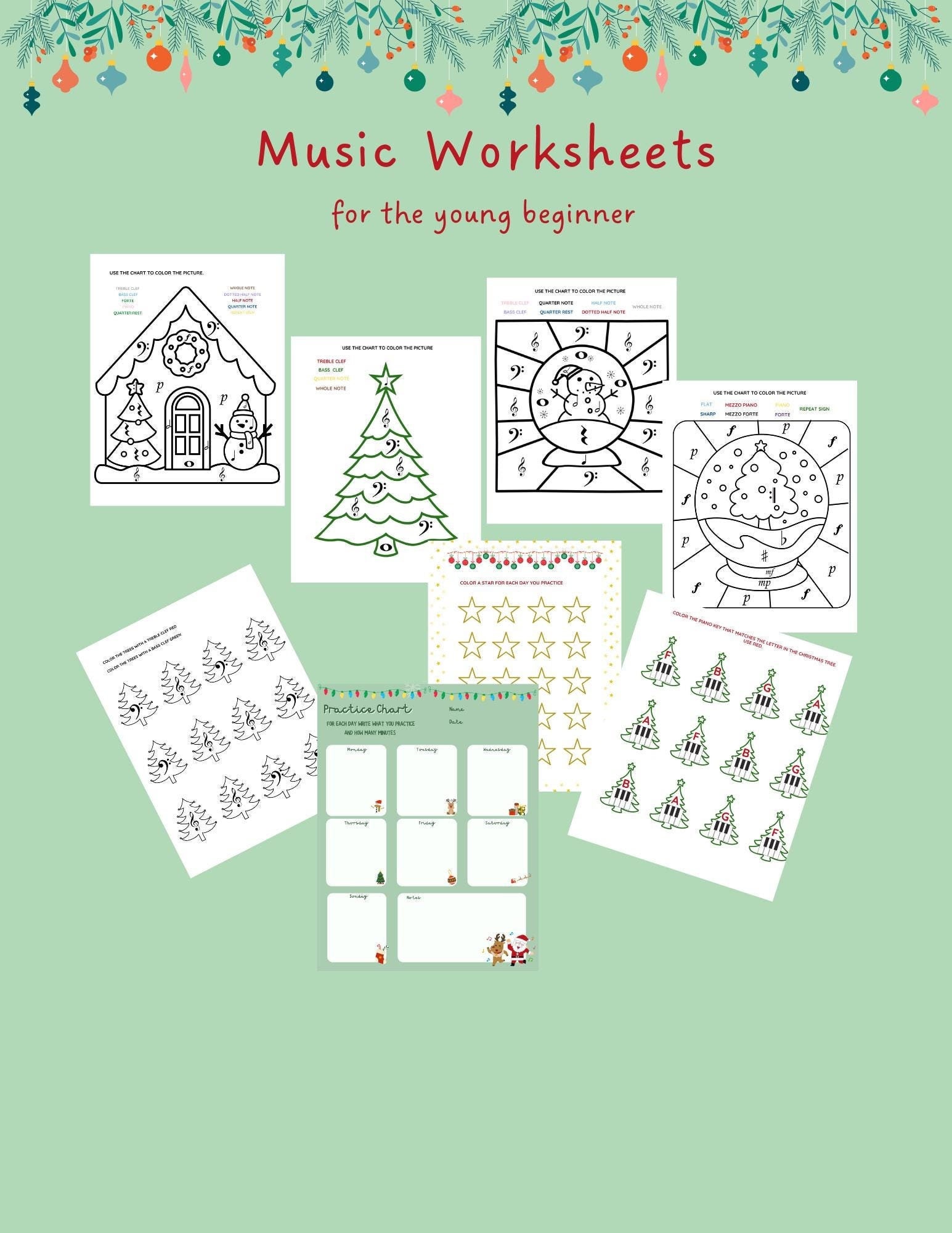 Christmas Music Worksheets Coloring Worksheets Piano Worksheets ...