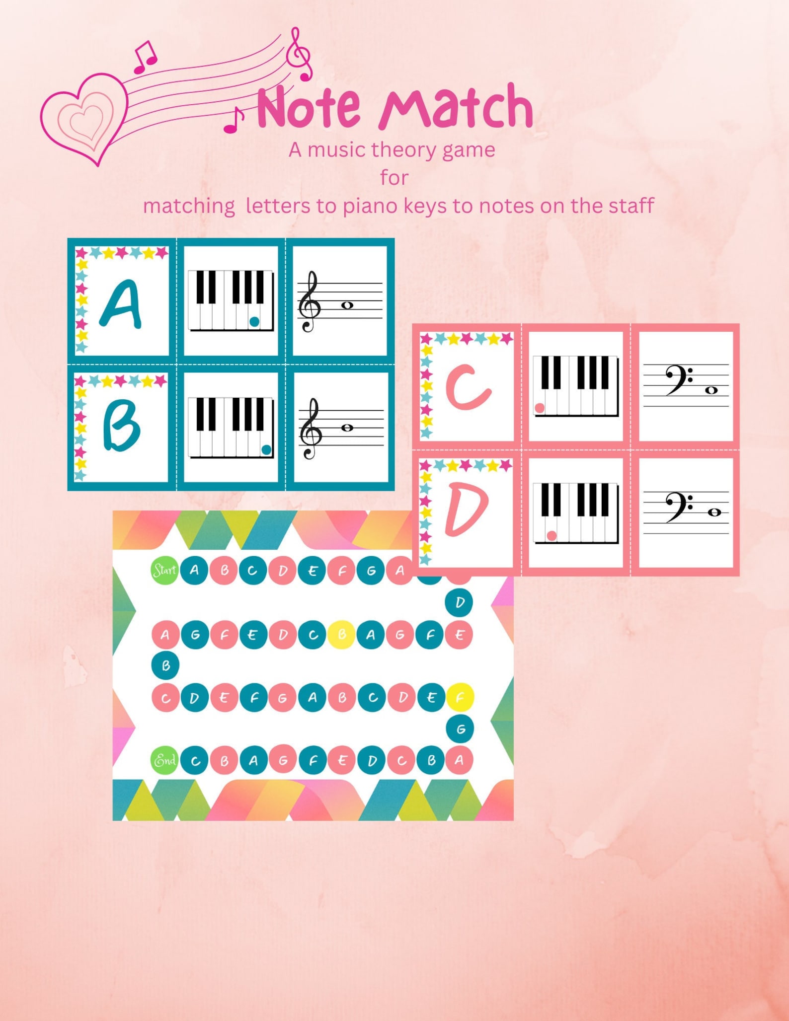 Music Note Match Music Education Music Theory Game Group Piano Lessons ...