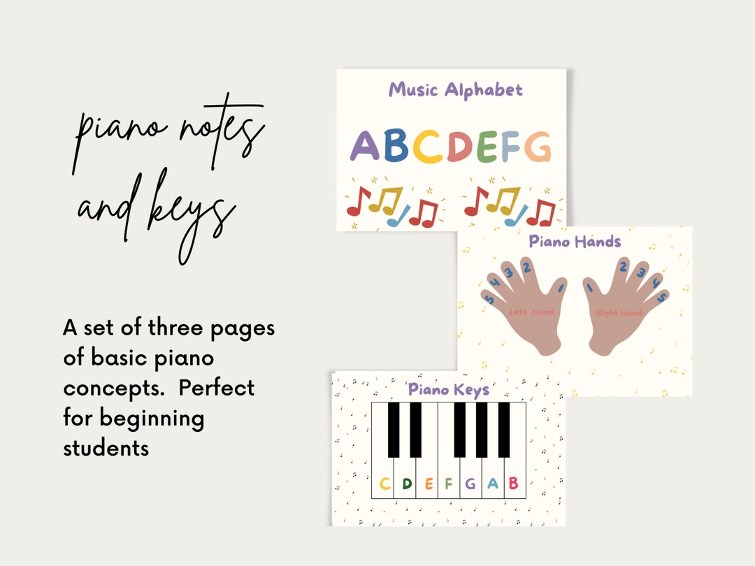 Piano Keys Hands Music Alphabet Printable Homeschool Room Piano Studio ...