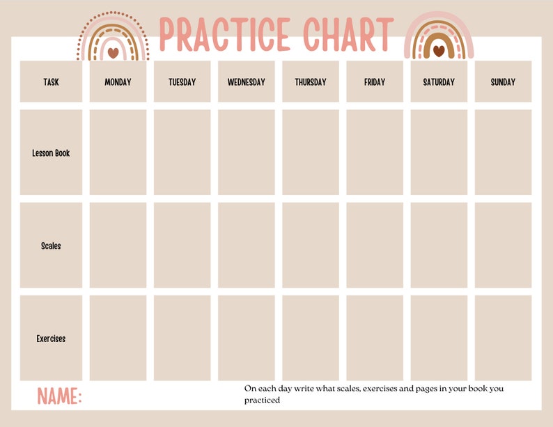 Music Practice Tracker Scale Tracker Repertoire List Piano Lesson Music ...