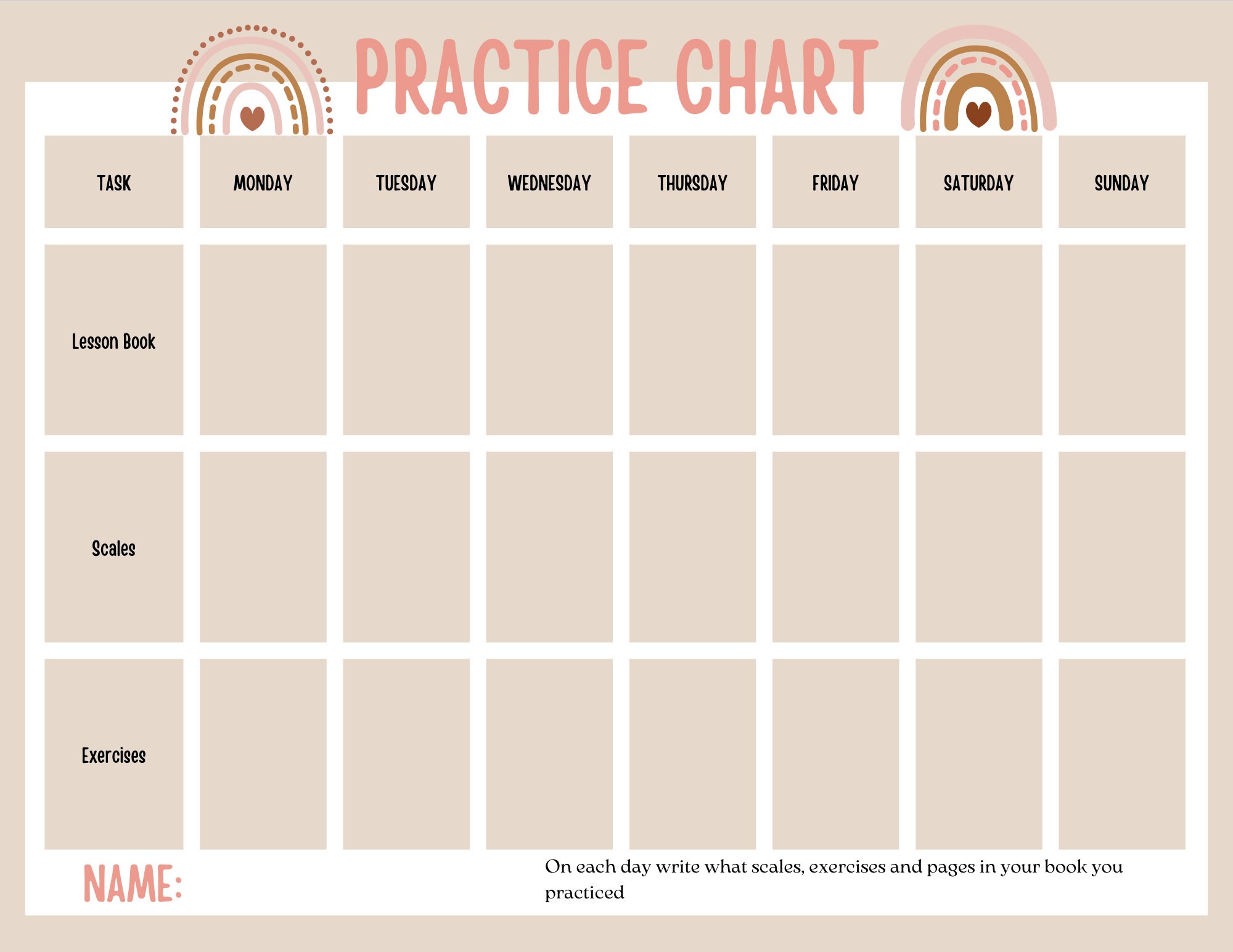 Music Practice Tracker Scale Tracker Repertoire List Piano Lesson Music ...