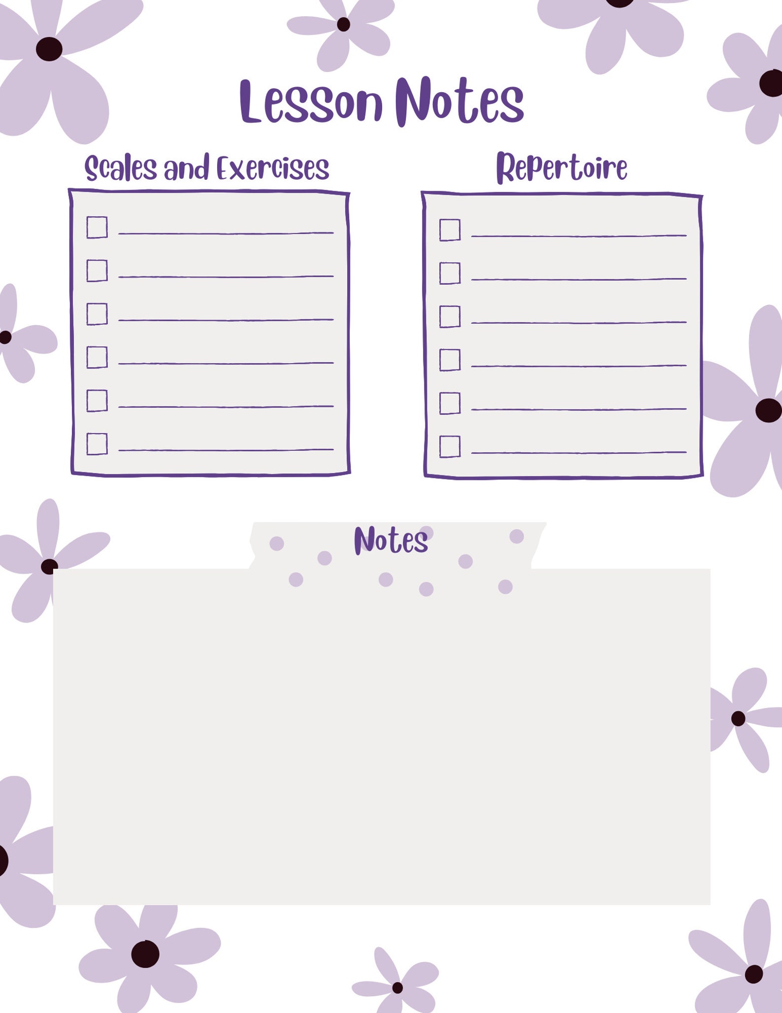 Music Lesson Tracker Music Assignment Sheet Music Printable Lesson ...