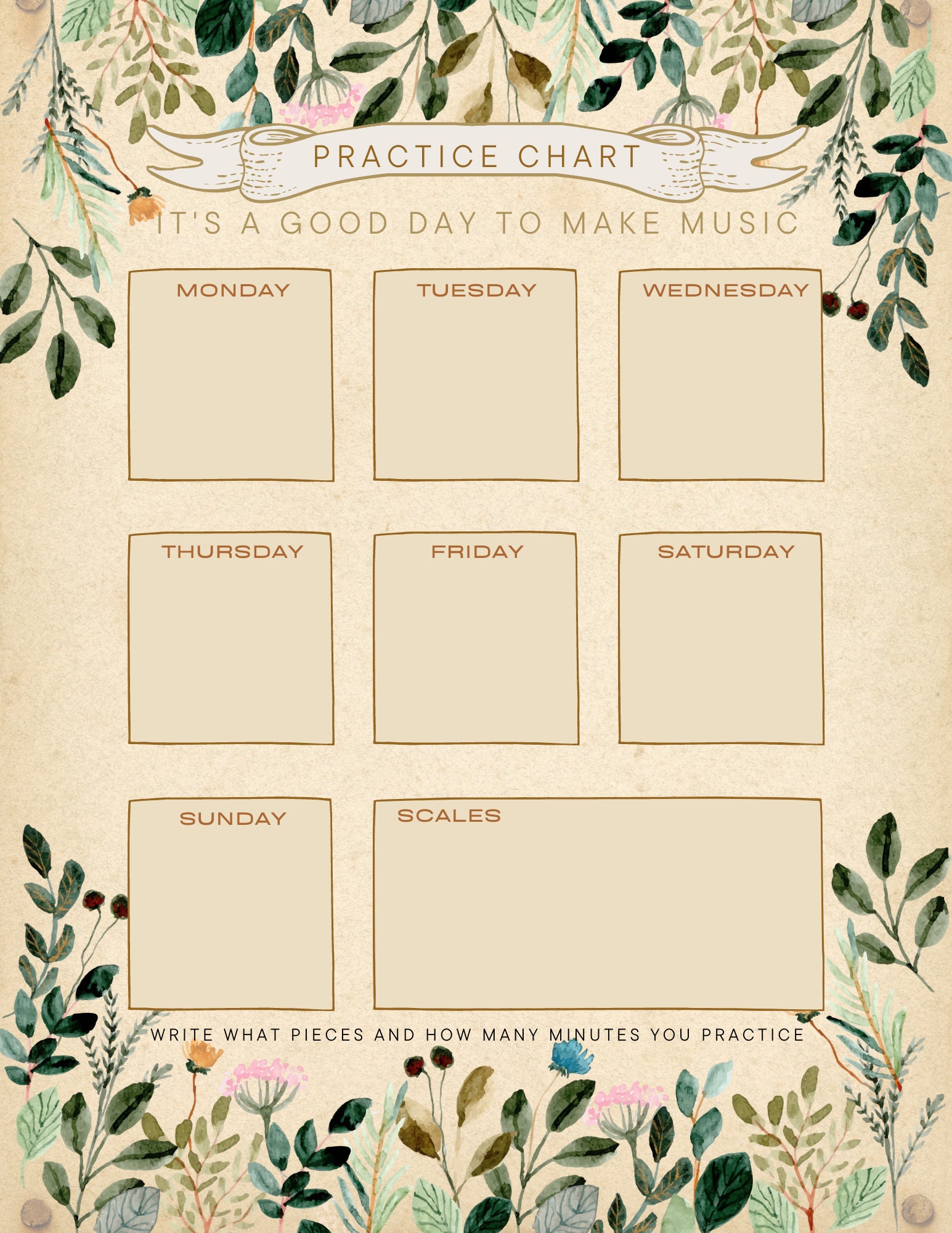 Music Practice Charts Practice Tracker Music Lesson Piano Lesson Piano ...