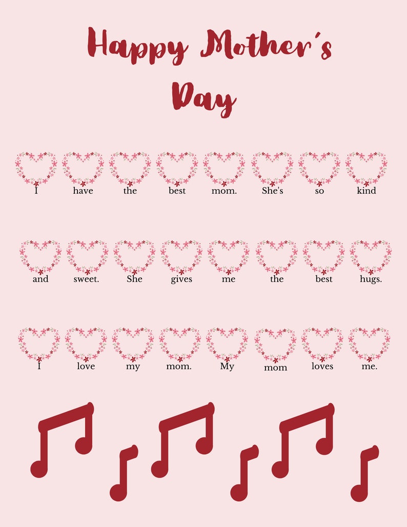 Mother's Day Composition Piano Lesson Activity Music Lesson Homeschool ...