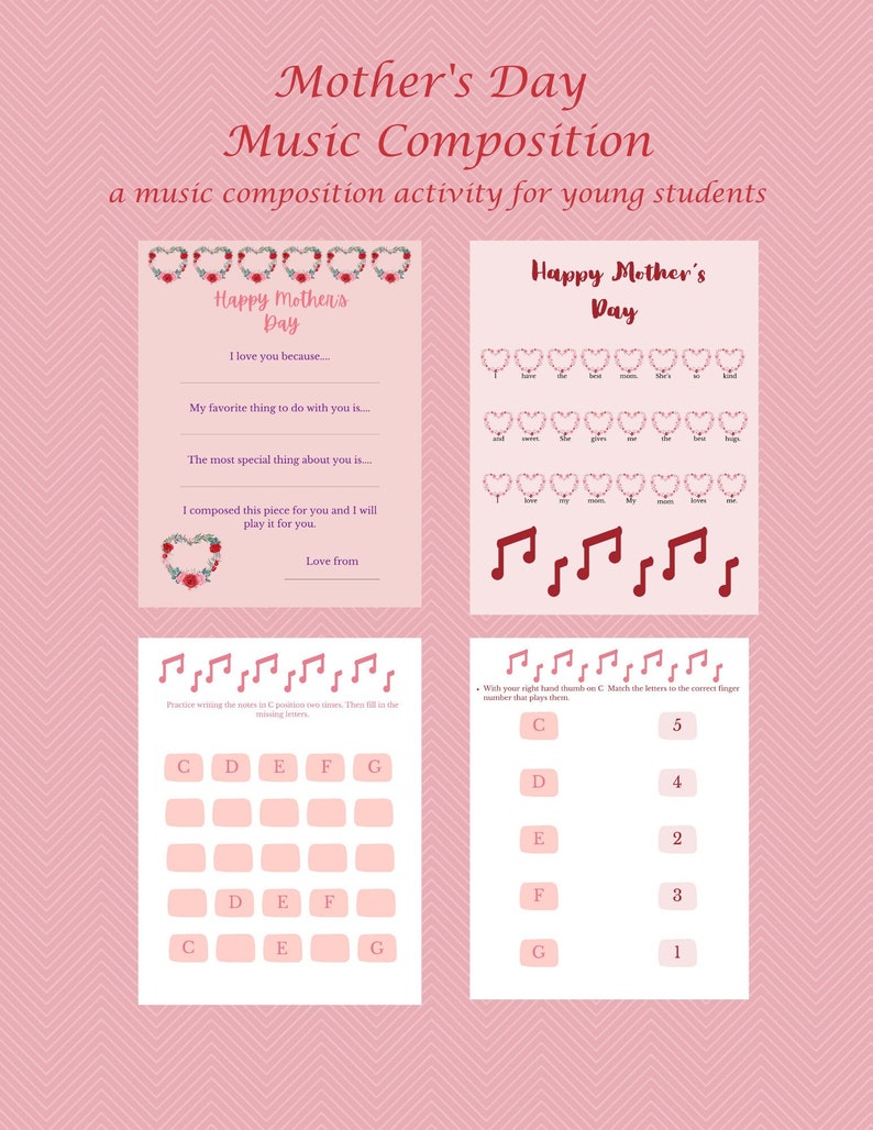 Mother's Day Composition Piano Lesson Activity Music Lesson Homeschool ...