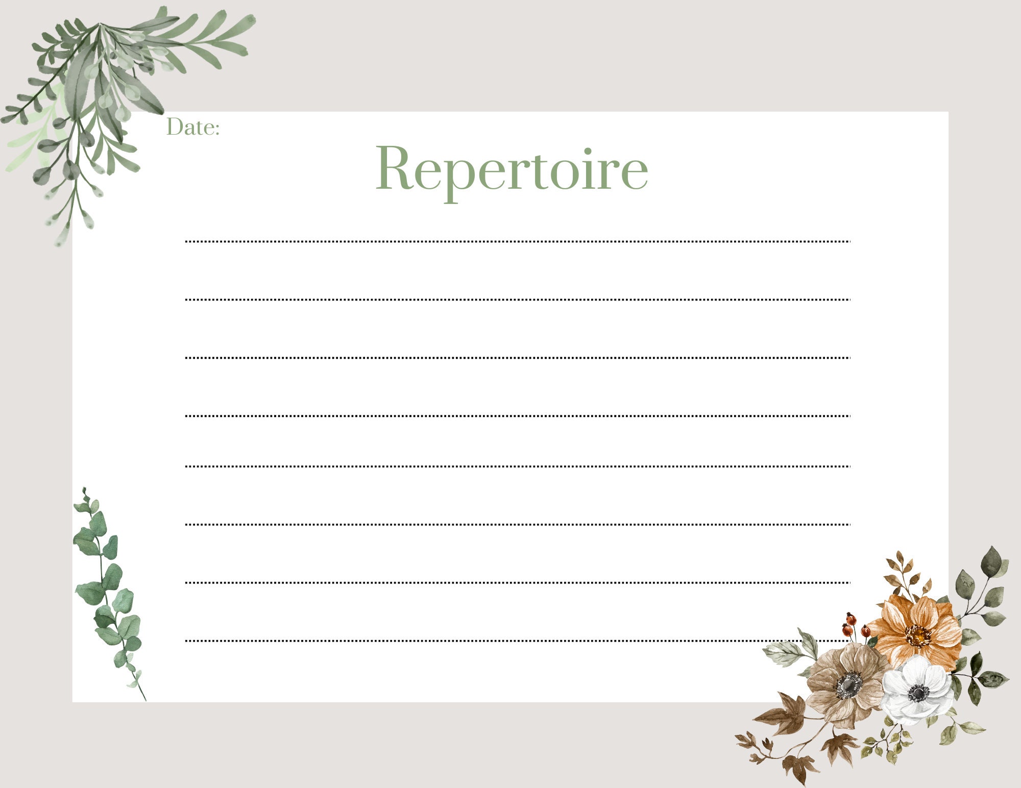 Music Practice Tracker Scale Tracker Repertoire List Piano Lesson Music ...