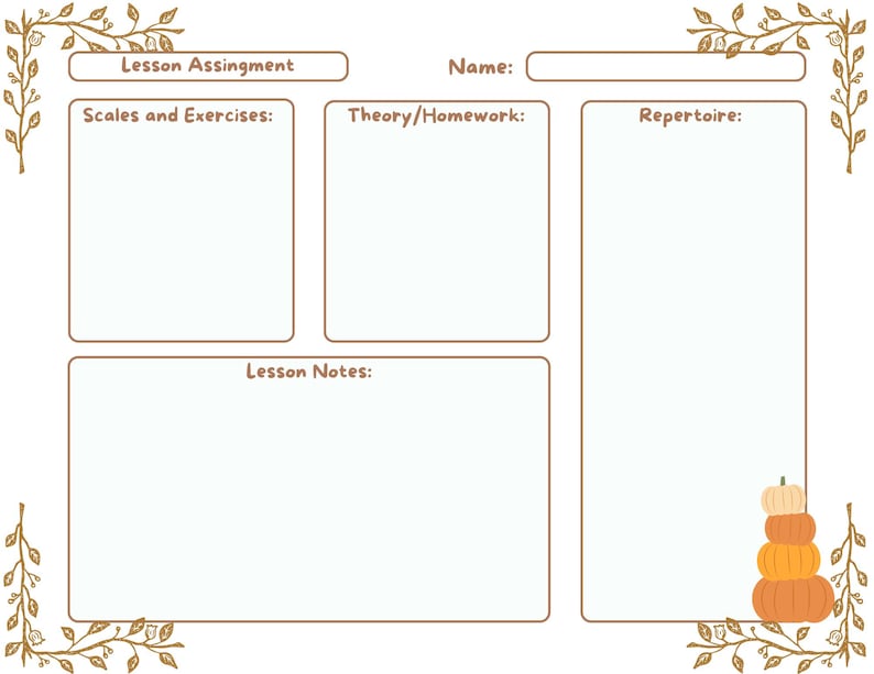 Music Lesson Practice Tracker Lesson Notes Music Lesson Piano Lesson ...