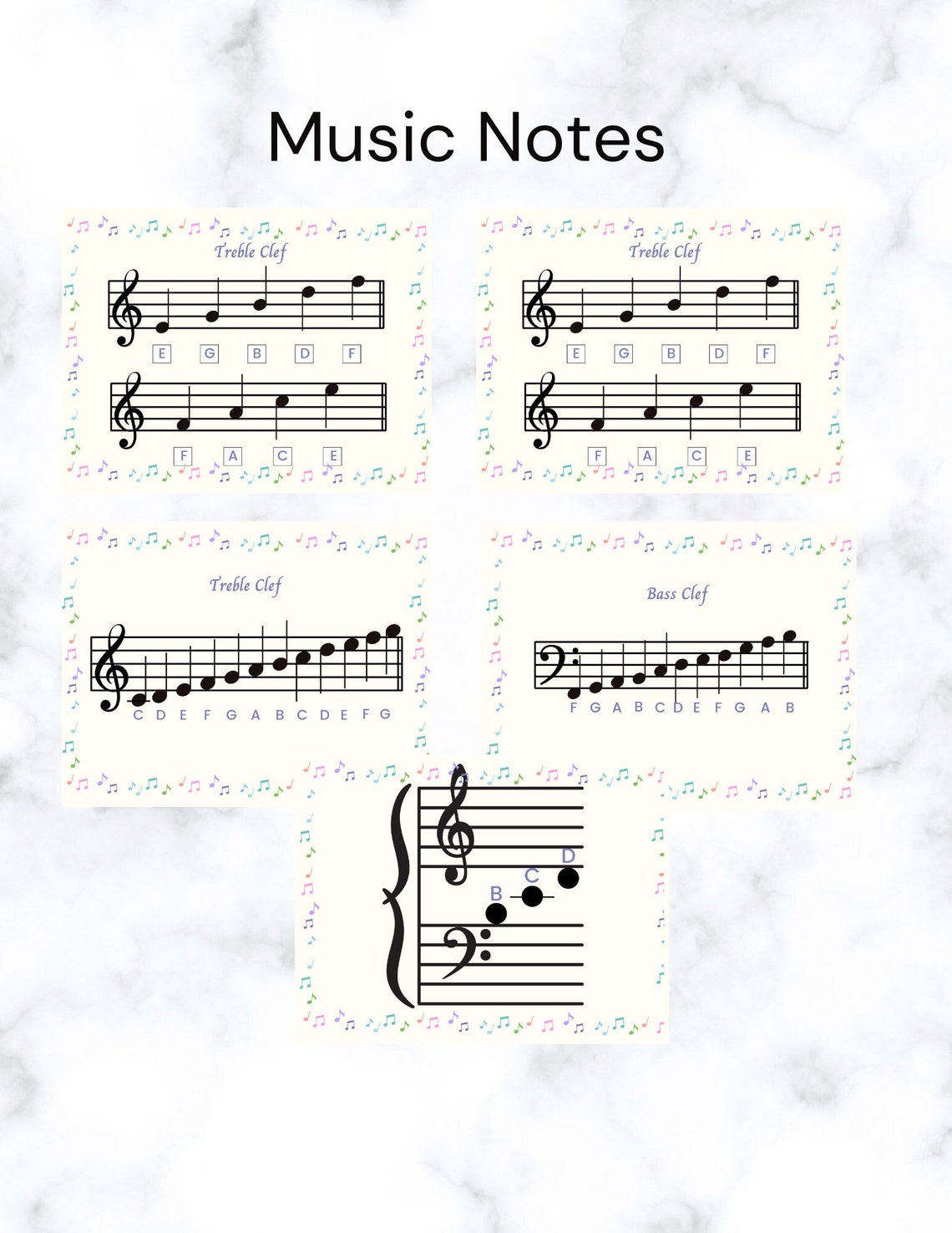 Music Notes Classroom Decor Printable Wall Art Homeschool Room Piano ...