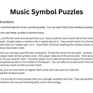 Music Symbol Puzzles Music Flashcards Piano Lesson Music Lesson Group ...