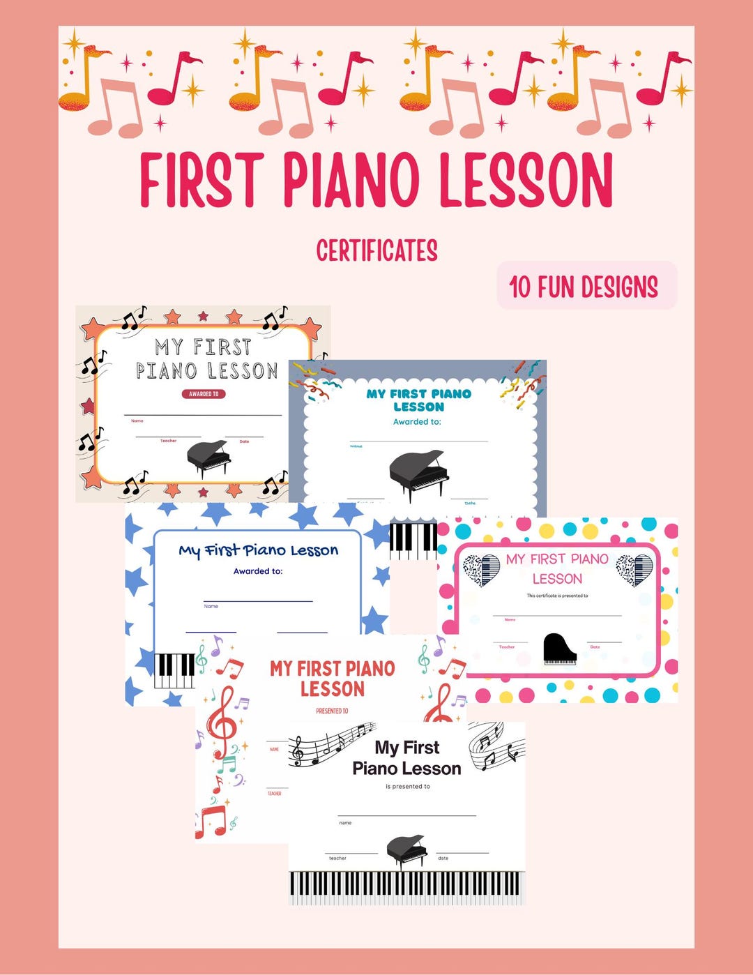 Piano Certificates Piano Lesson Certificates Back to School Music Music ...