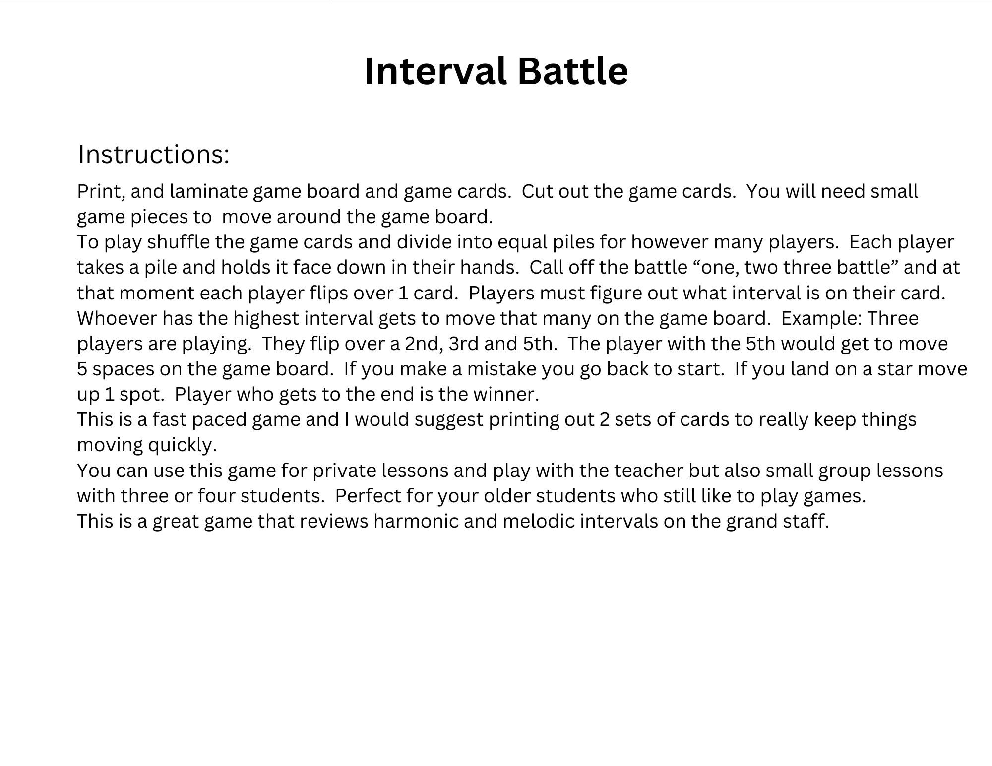 Interval Battle Music Theory Game Piano Game Piano Lessons Music ...