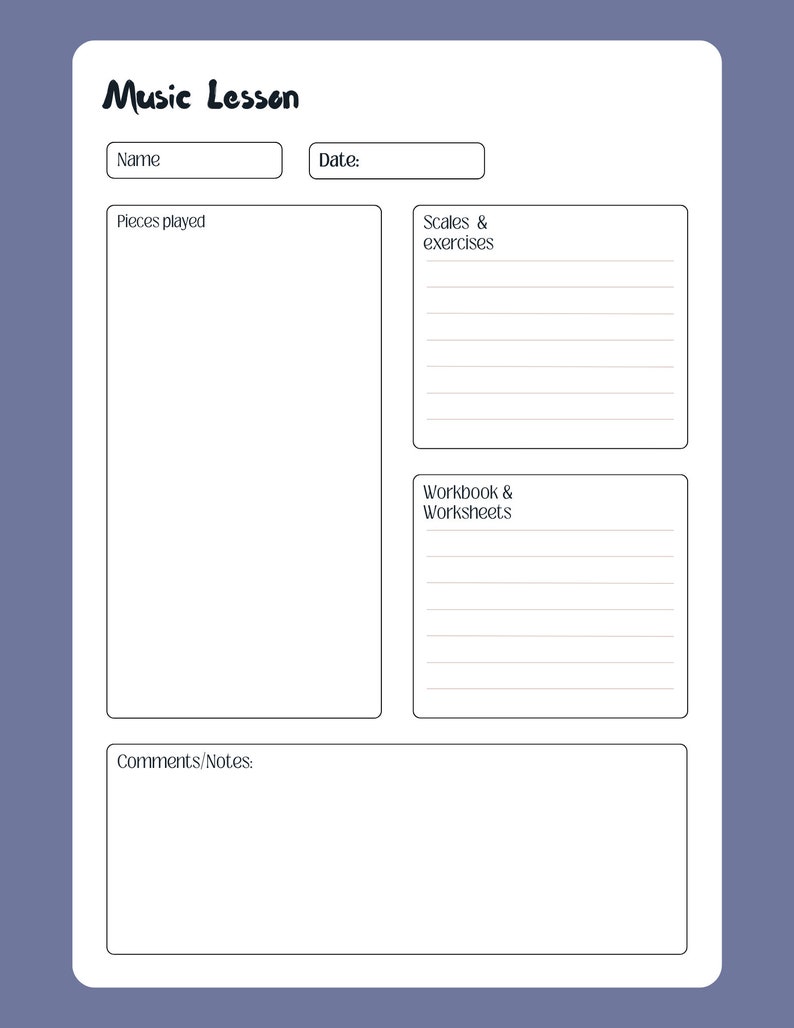 Music Assignment Printable. Music Lesson Piano Lesson Music Teacher ...
