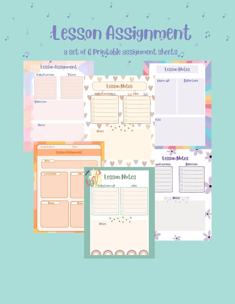 Music Lesson Tracker Music Assignment Sheet Music Printable Lesson ...