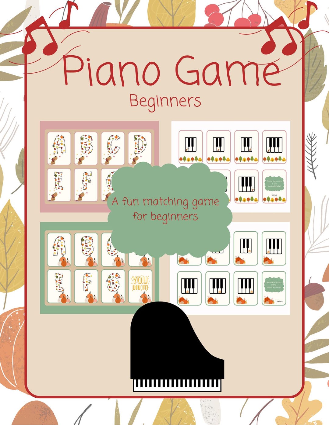 Piano Lesson Game Music Game Beginning Piano Kindergarten Piano Pre K ...