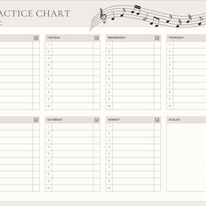 Music Practice Tracker Scale Tracker Repertoire List Piano Lesson Music ...