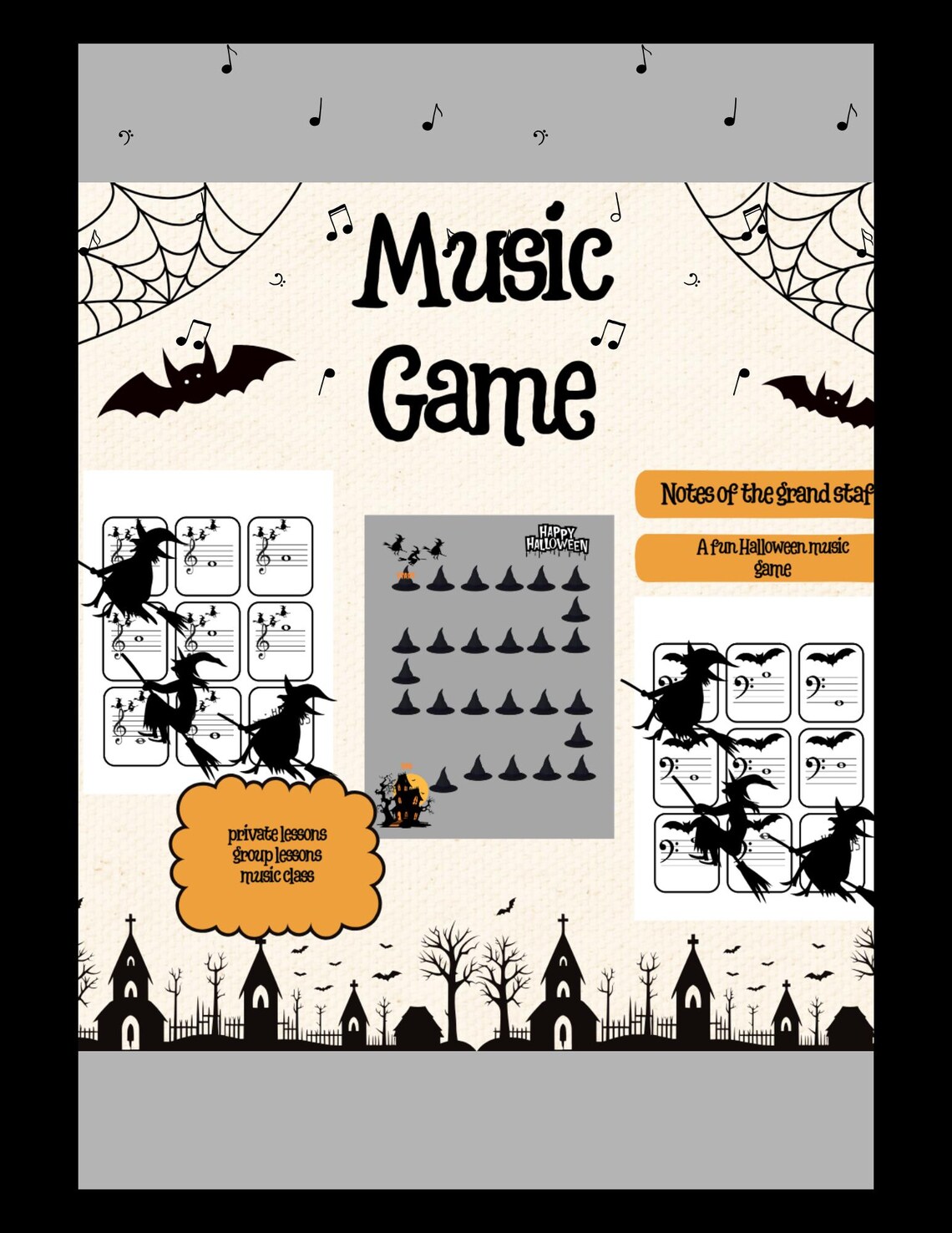 Halloween Music Game Music Activity Group Piano Lessons Music Class ...