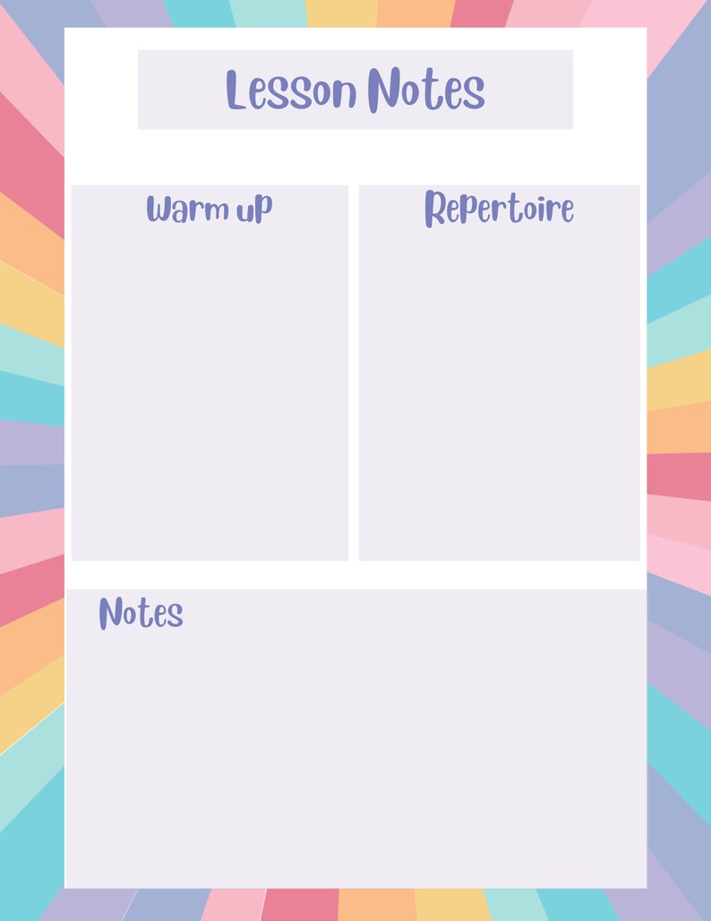 Music Lesson Tracker Music Assignment Sheet Music Printable Lesson ...