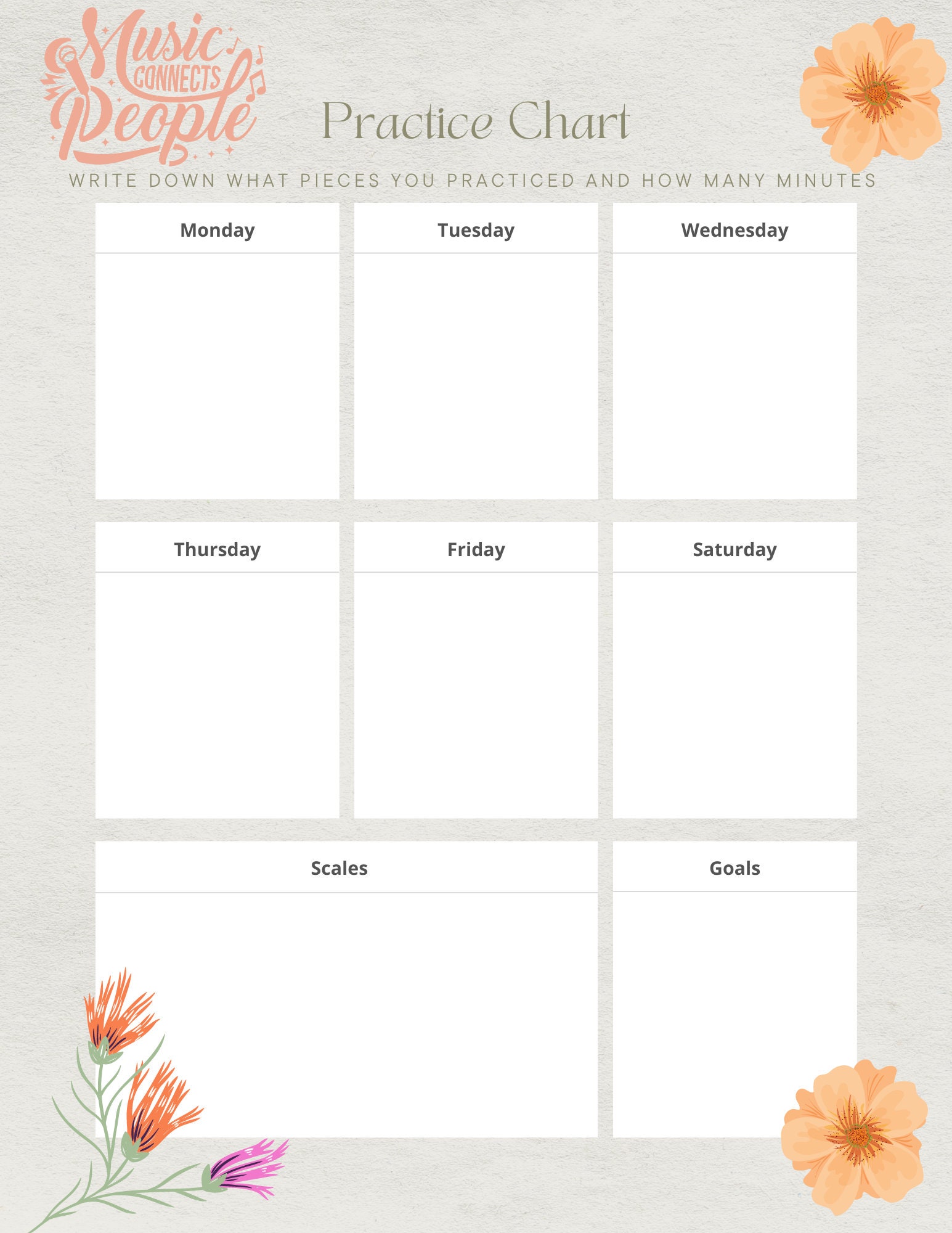 Music Practice Charts Practice Tracker Music Lesson Piano Lesson Piano ...