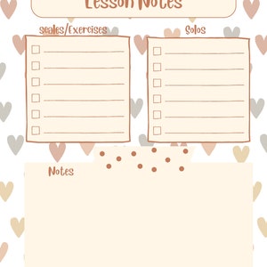 Music Lesson Tracker Music Assignment Sheet Music Printable Lesson ...