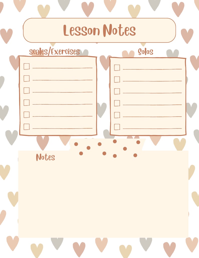 Music Lesson Tracker Music Assignment Sheet Music Printable Lesson ...