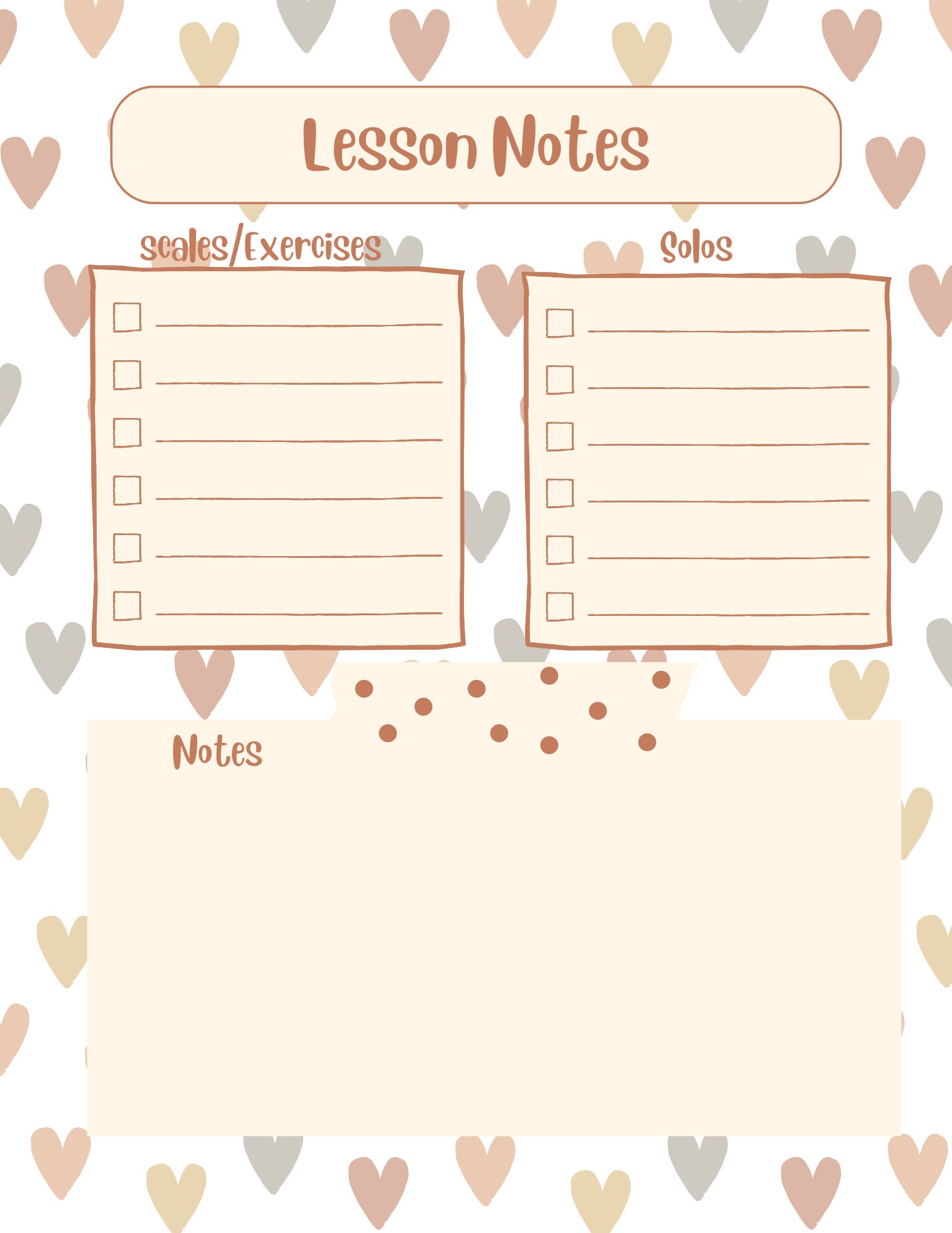 Music Lesson Tracker Music Assignment Sheet Music Printable Lesson ...