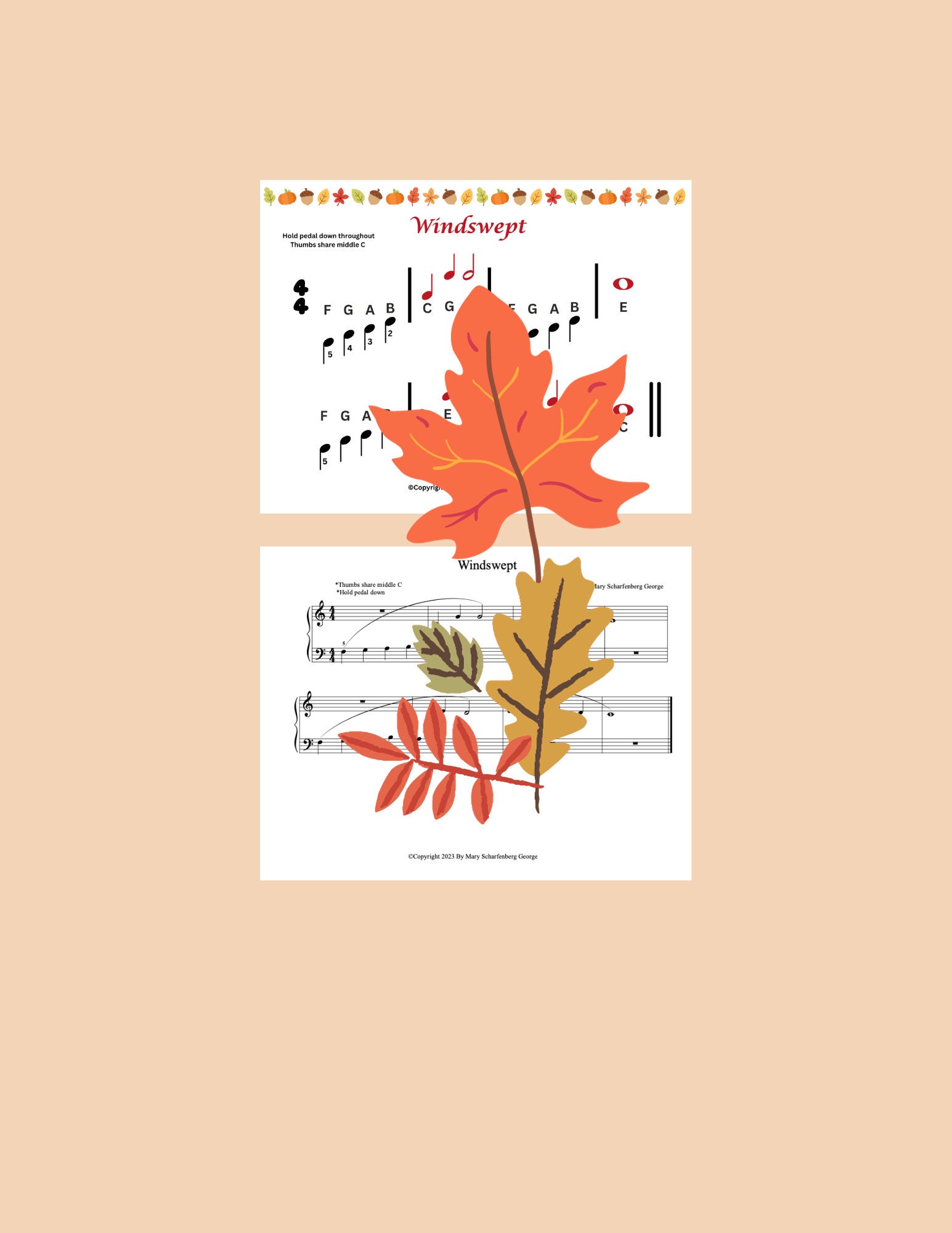 Fall Piano Solos Pre Reading Beginning Piano Solos Piano Music for Kids ...