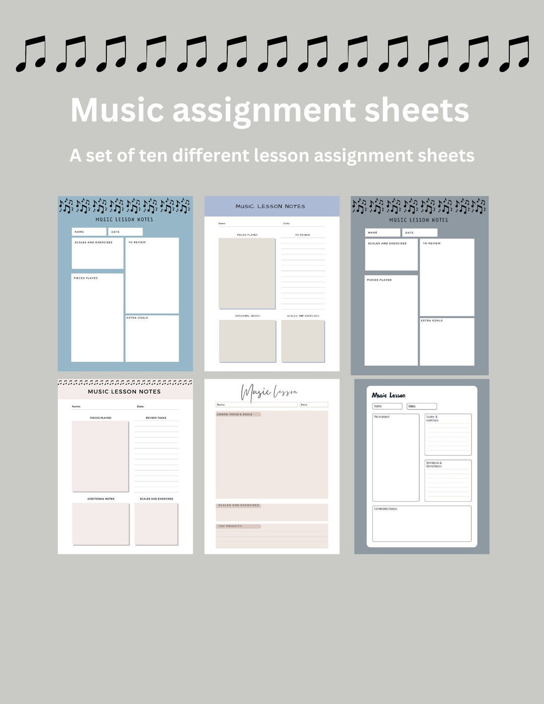 Music Assignment Printable. Music Lesson Piano Lesson Music Teacher ...