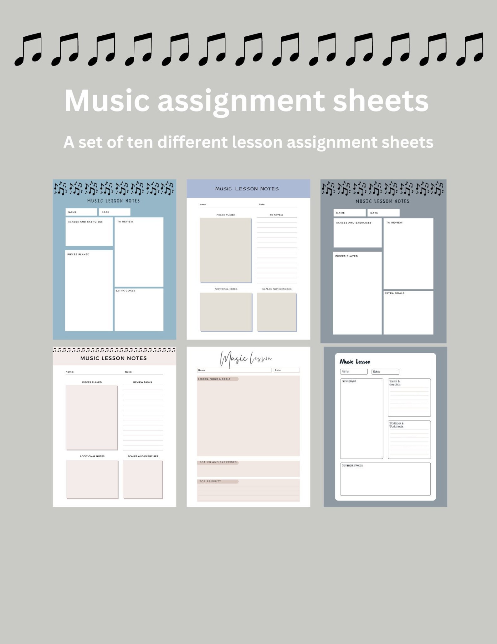 Music Assignment Printable. Music Lesson Piano Lesson Music Teacher ...