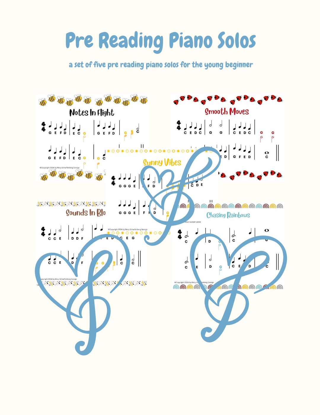 Piano Solos for Kids Pre Reading Piano Solos Kindergarten Piano Pre-k ...