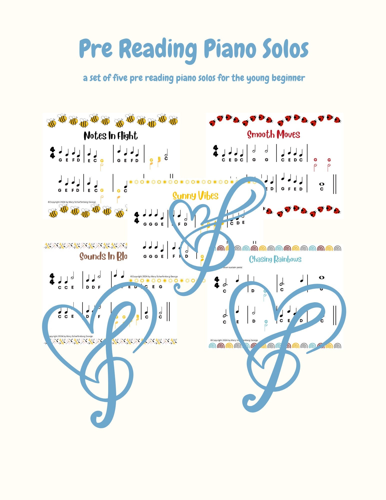 Piano Solos for Kids Pre Reading Piano Solos Kindergarten Piano Pre-k ...