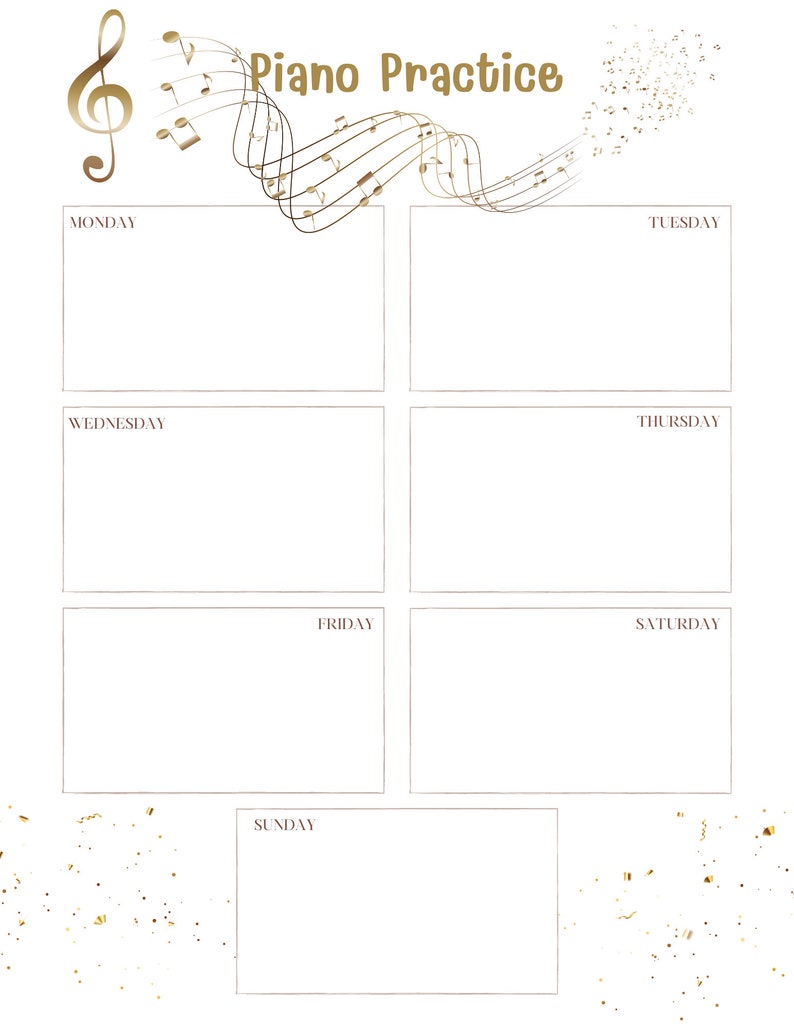 Piano Practice Charts Weekly Piano Lessons Music Lessons Practice ...