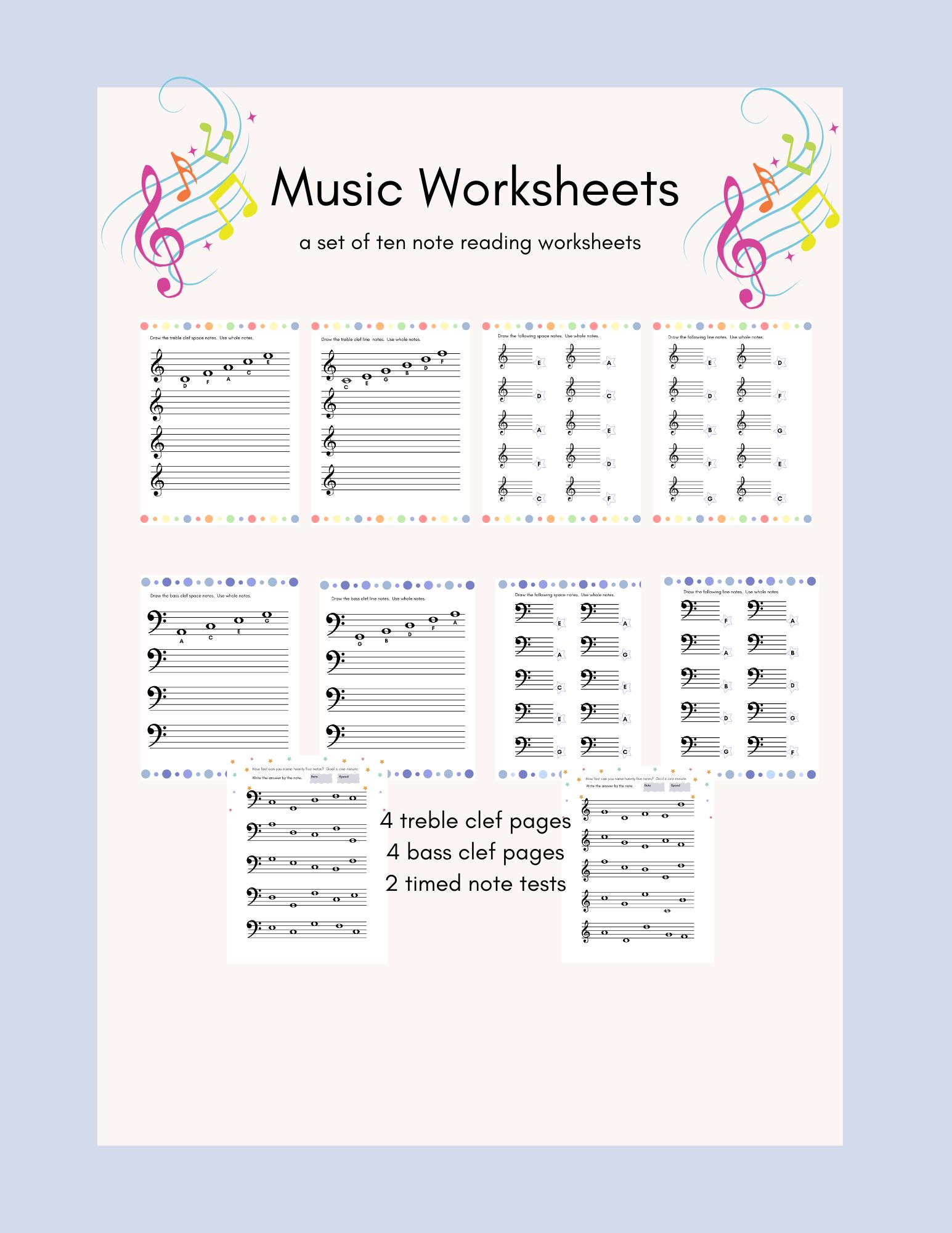 Music Worksheets Piano Worksheets Music Education Printable Homeschool ...