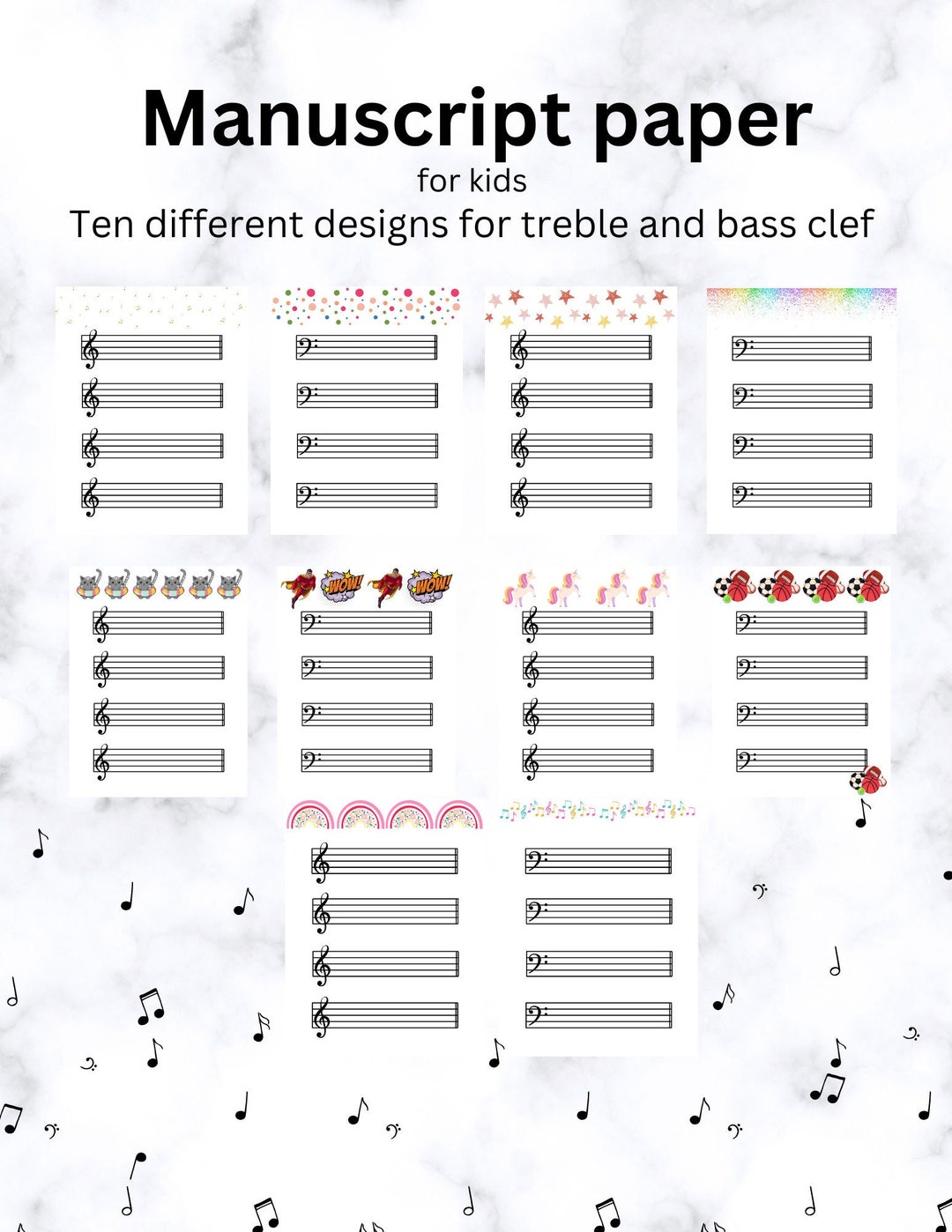 Manuscript Paper for Kids Manuscript Paper to Print Music Lesson Piano ...