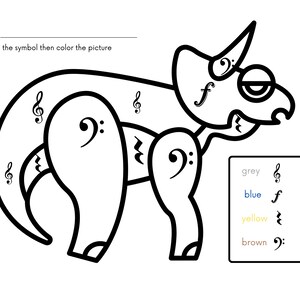 Dinosaur Music Symbol Piano Worksheets Music Worksheets Piano Lesson ...