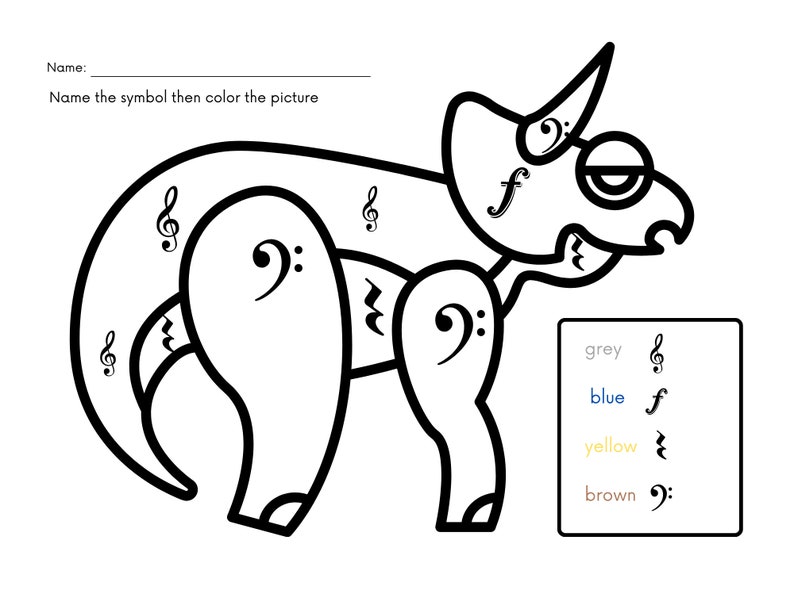 Dinosaur Music Symbol Piano Worksheets Music Worksheets Piano Lesson ...