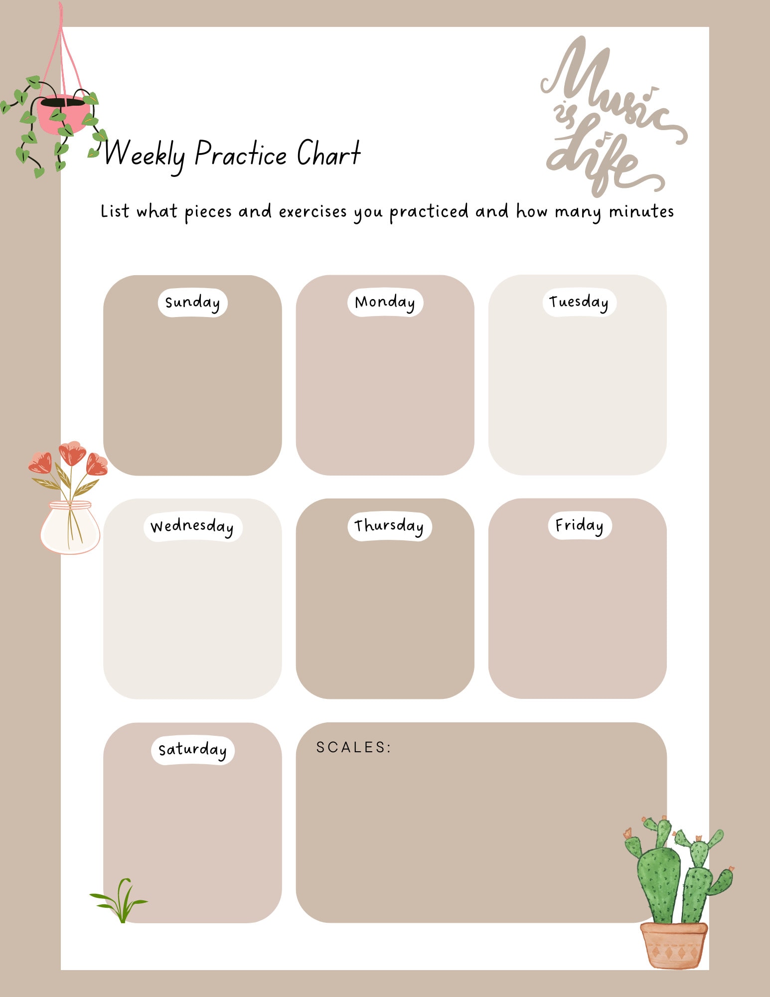 Music Practice Charts Practice Tracker Music Lesson Piano Lesson Piano ...