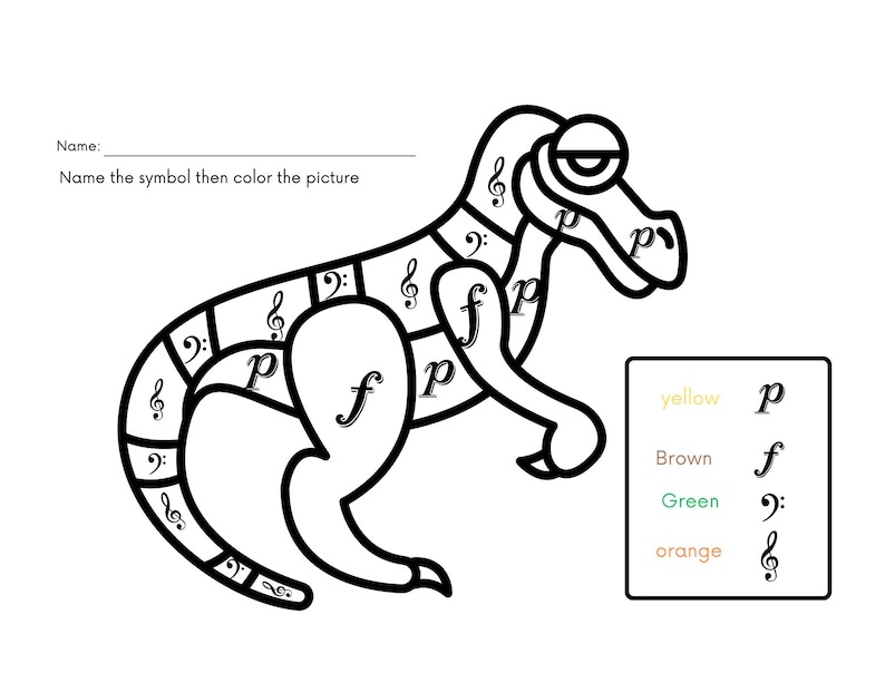 Dinosaur Music Symbol Piano Worksheets Music Worksheets Piano Lesson ...