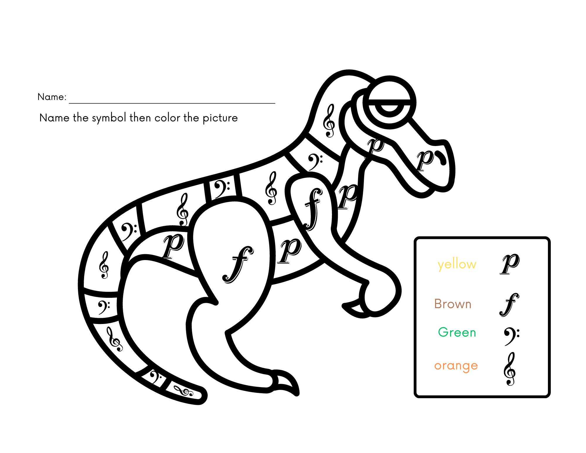 Dinosaur Music Symbol Piano Worksheets Music Worksheets Piano Lesson ...