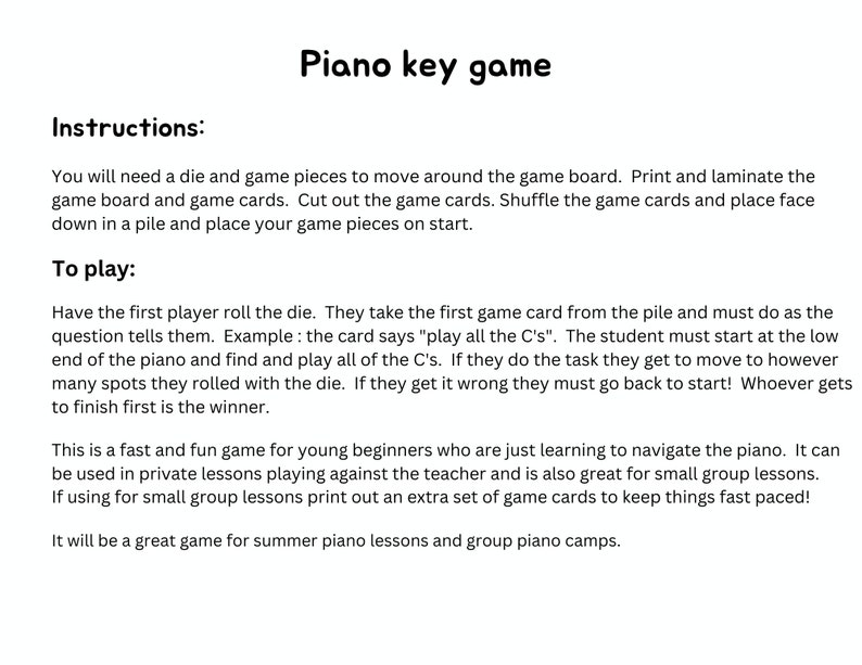 Piano Game Group Piano Lesson Piano Keys Music Game Piano Activity ...
