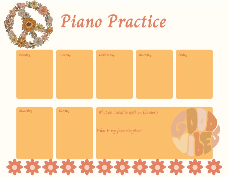 Piano Practice Charts Scale Tracker Practice Tracker Repertoire List ...