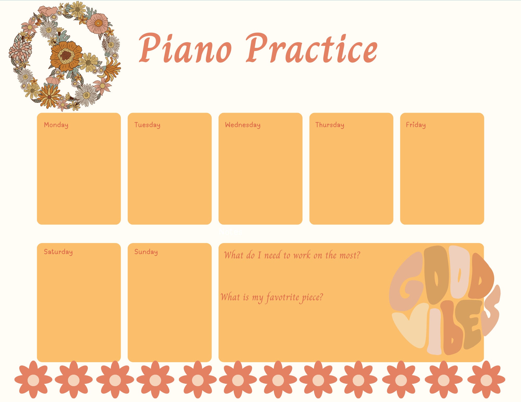 Piano Practice Charts Scale Tracker Practice Tracker Repertoire List ...