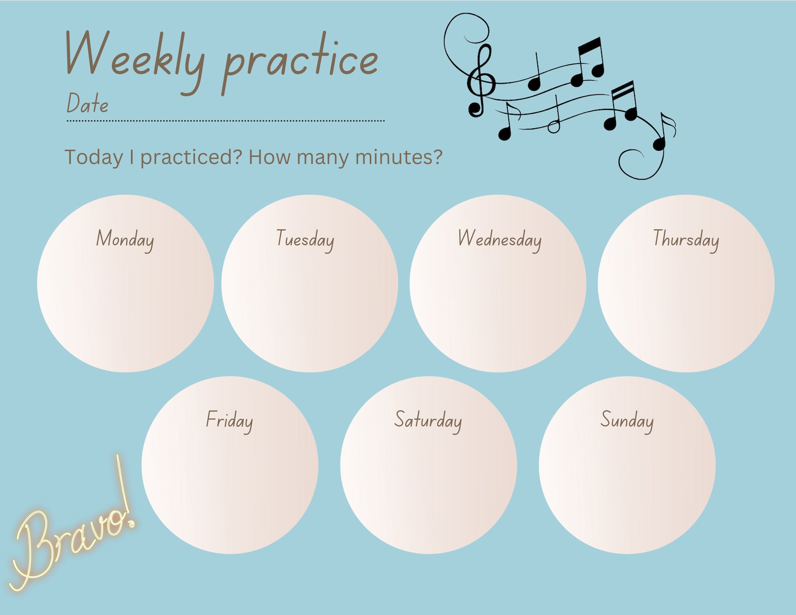 Music Practice Chart Weekly Piano Lessons Music Lessons Piano Printable ...