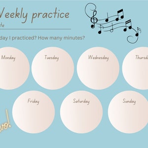 Music Practice Chart Weekly Piano Lessons Music Lessons Piano Printable ...