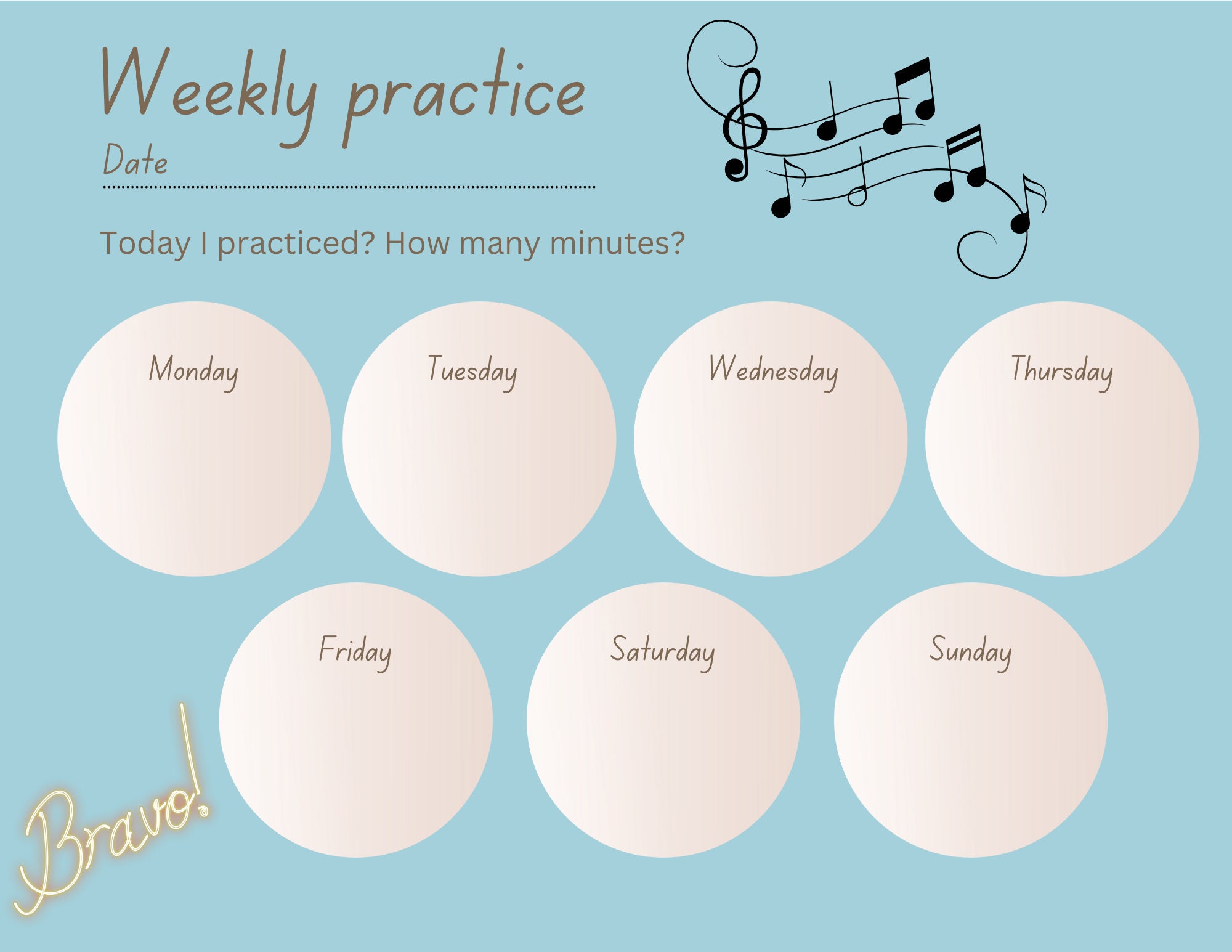 Music Practice Chart Weekly Piano Lessons Music Lessons Piano Printable ...