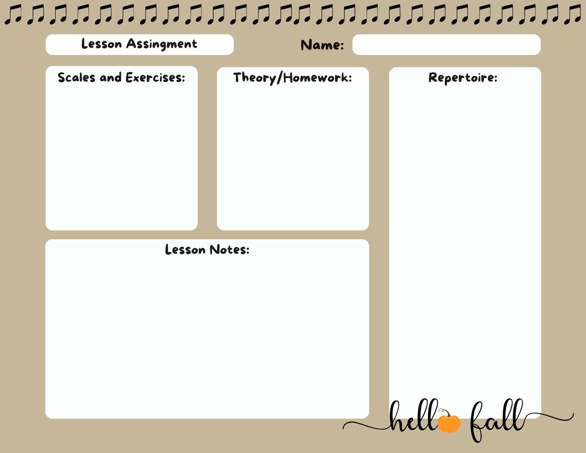 Music Lesson Practice Tracker Lesson Notes Music Lesson Piano Lesson ...