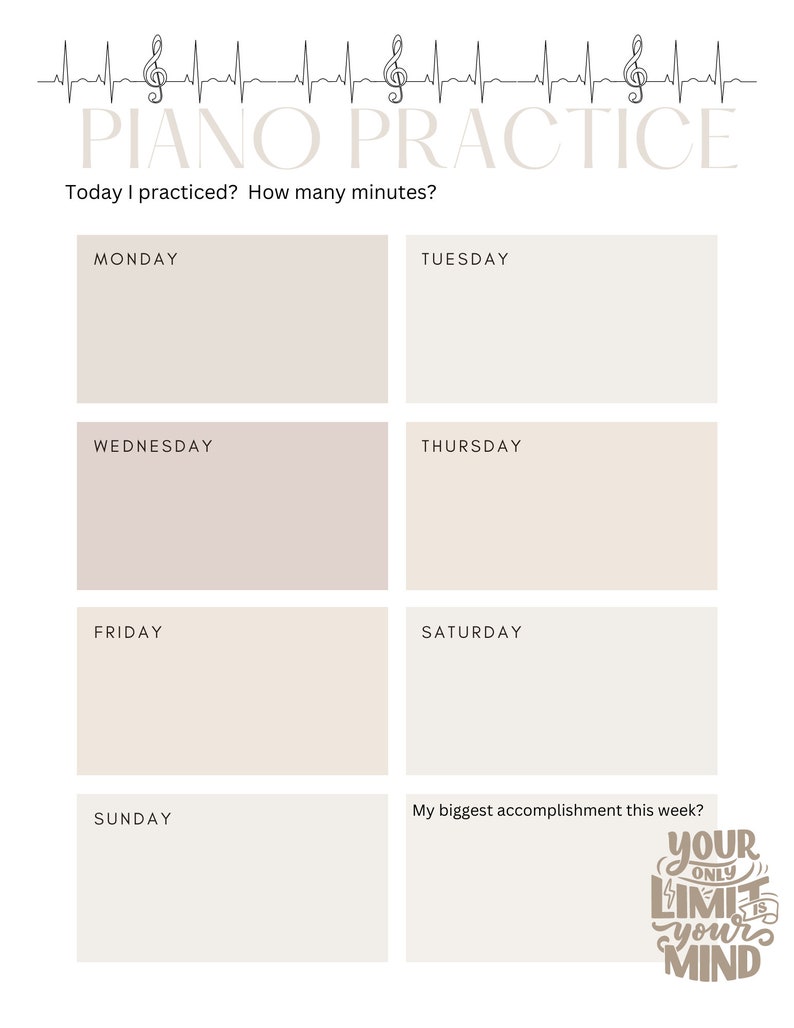 Piano Practice Charts Weekly Piano Lessons Music Lessons Practice ...