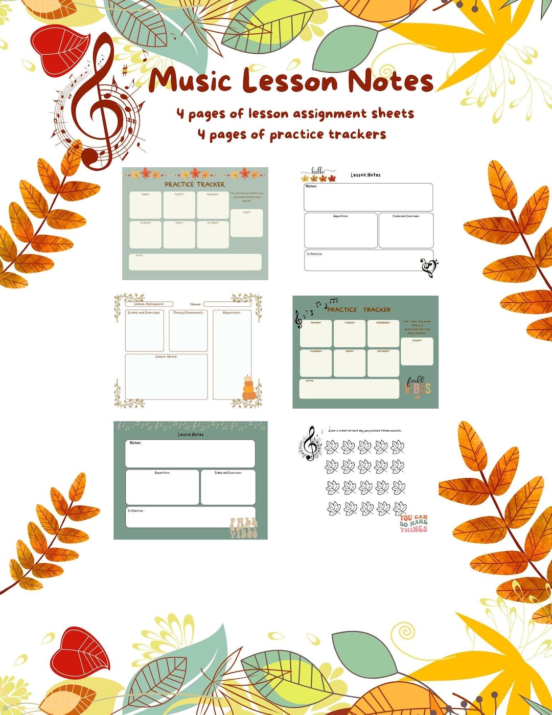 Music Lesson Practice Tracker Lesson Notes Music Lesson Piano Lesson ...