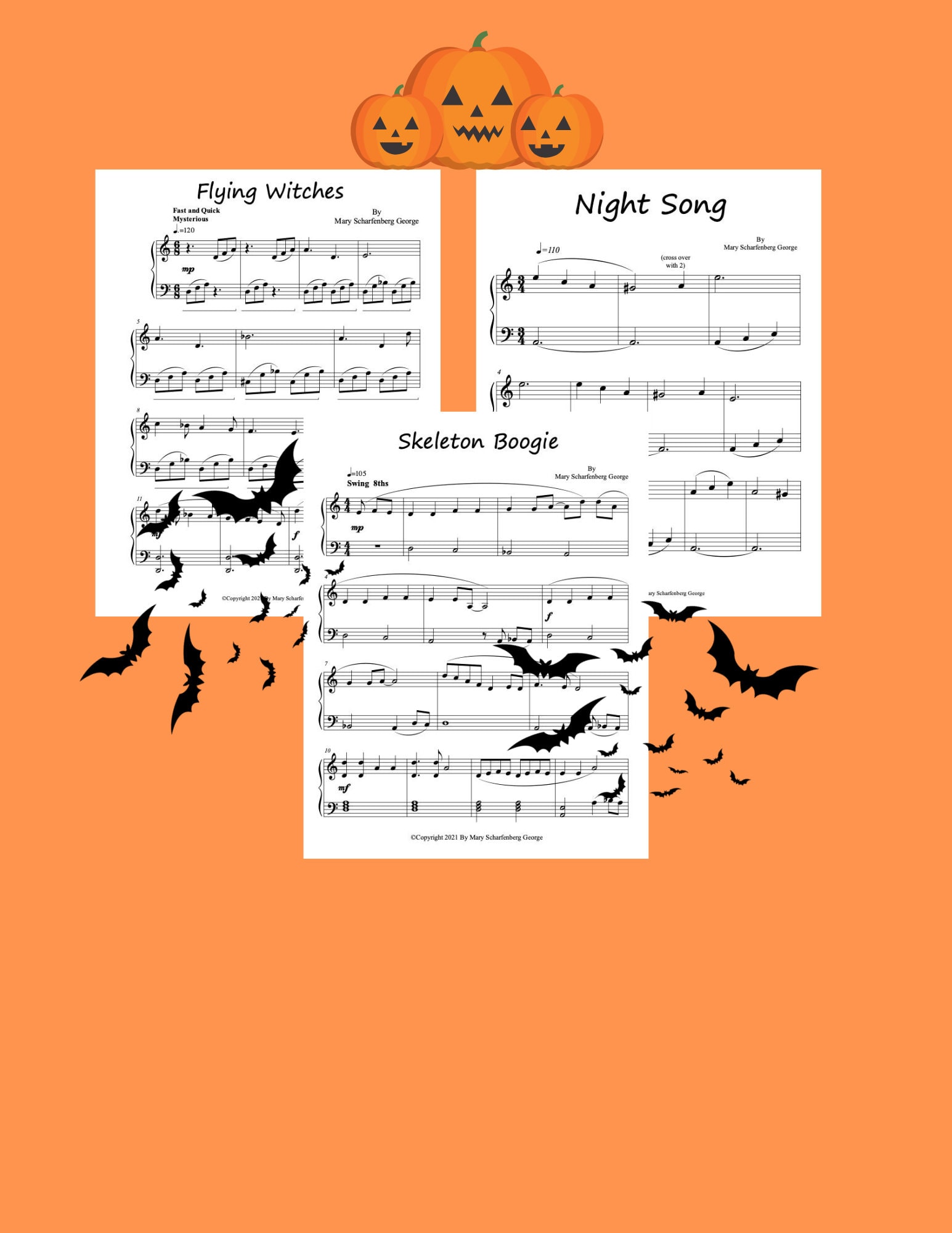 Halloween Piano Solos Sheet Music for Kids Intermediate Piano Solos ...