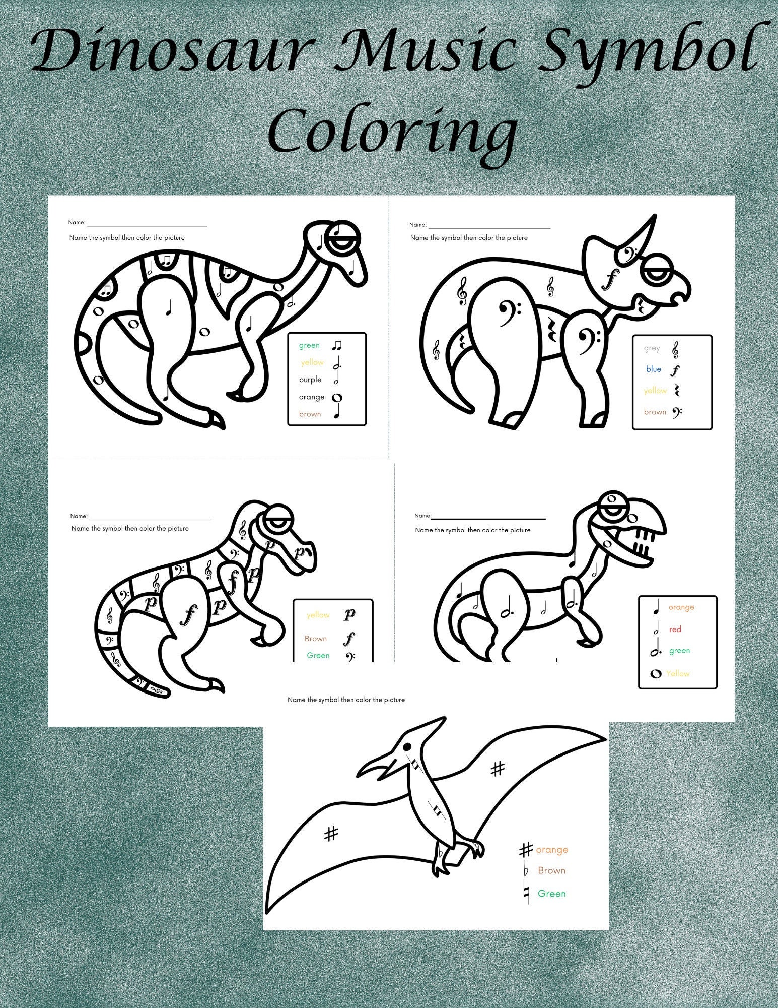 Dinosaur Music Symbol Piano Worksheets Music Worksheets Piano Lesson ...